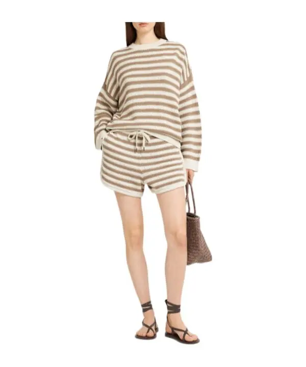 Brunello Cucinelli Striped Cotton Blend Shorts