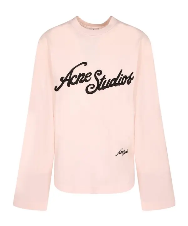 Acne Studios Embroidered Logo Long Sleeve T-shirt - Pink