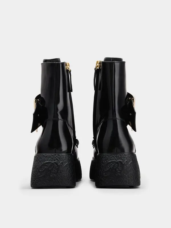 ROGER VIVIER Patent Leather Lug Sole Boots