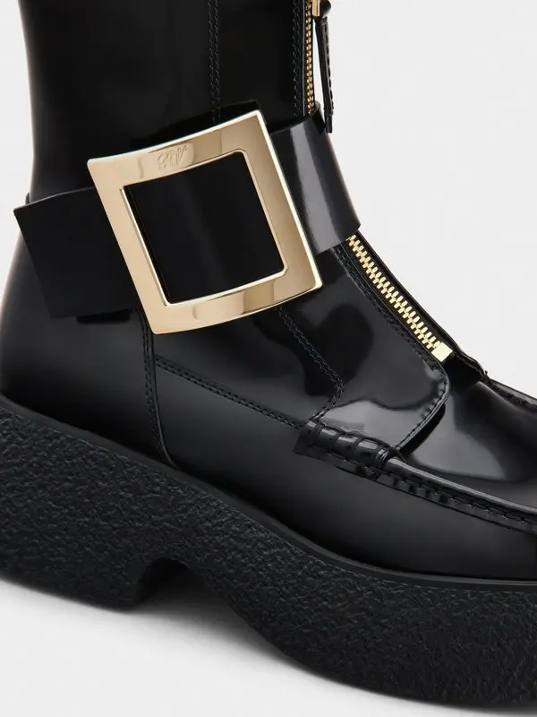 ROGER VIVIER Patent Leather Lug Sole Boots