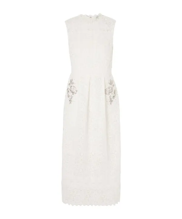 Erdem Crystal-embellished Lace Midi Dress