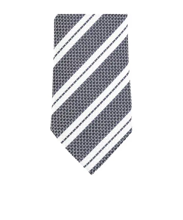 Zegna Textured Striped Neck Tie - Gray