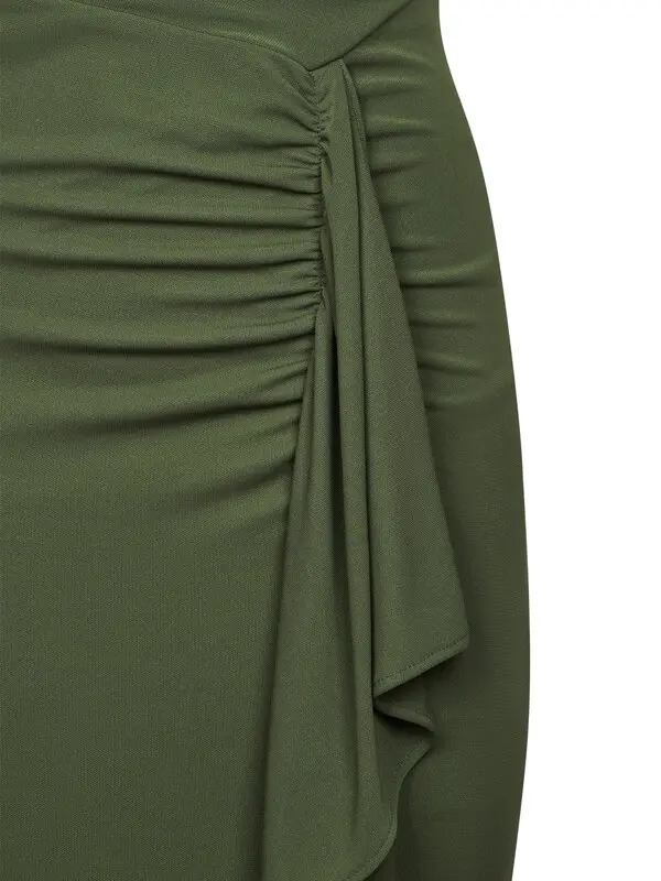 Max Mara Sleeveless V-neck Draped Midi Dress - No