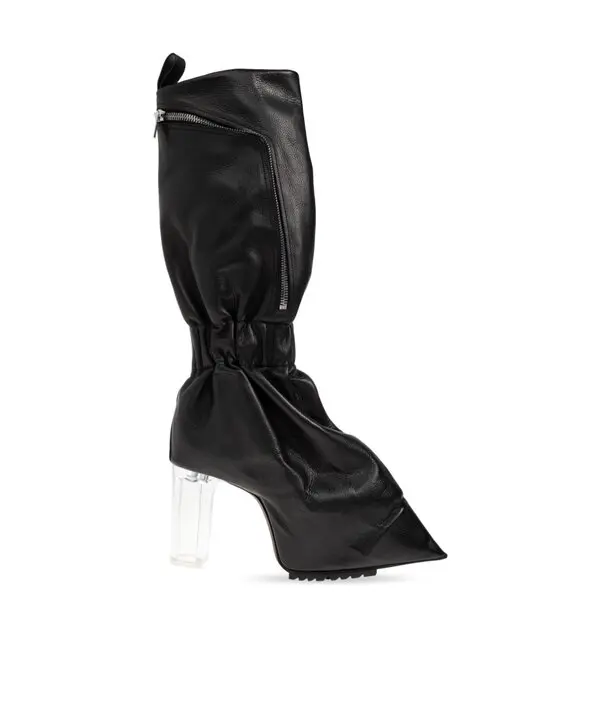Rick Owens Zippered Ankle Boots With Transparent Heel