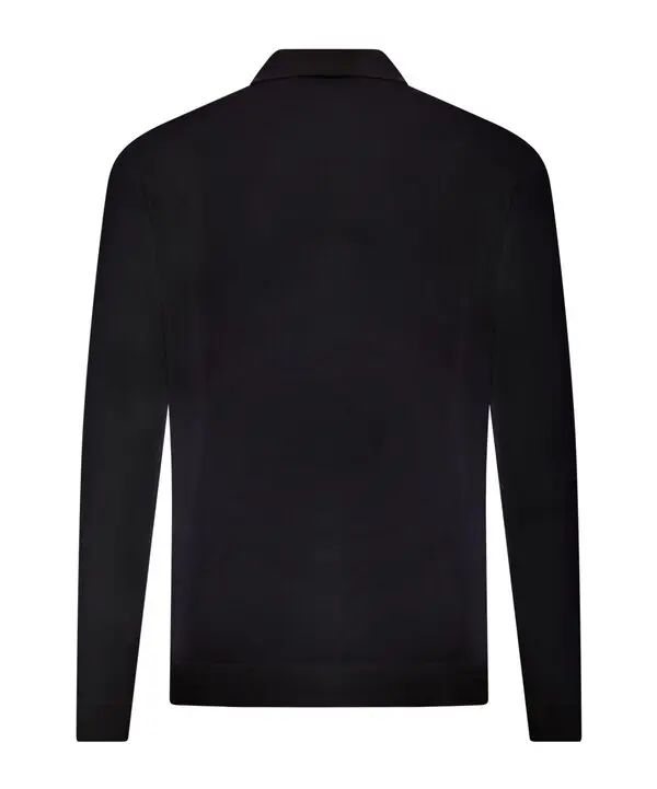 ROBERTO COLLINA Knitted Long-sleeve Polo Shirt - Black