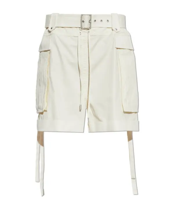 Alexander McQueen Belted Cargo Shorts - White