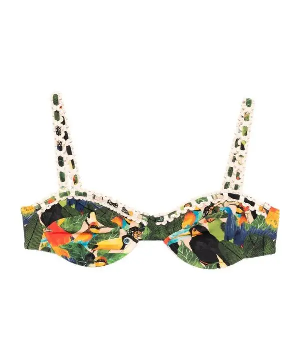 Farm Rio Tropical Bird Print Bikini Top - Multicolor