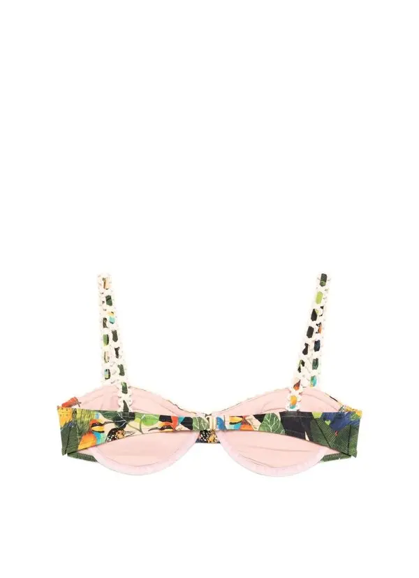 Farm Rio Tropical Bird Print Bikini Top - Multicolor