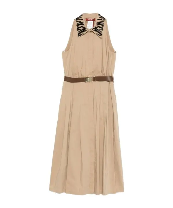 Max Mara Embellished Collared Sleeveless Dress