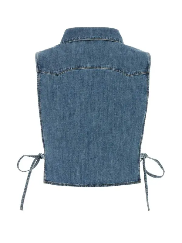 Miu Miu Cropped Chambray Tie Shirt