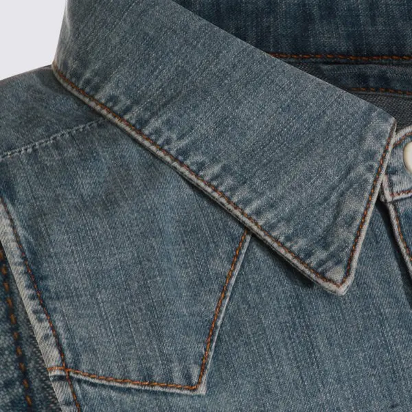 Miu Miu Cropped Chambray Tie Shirt