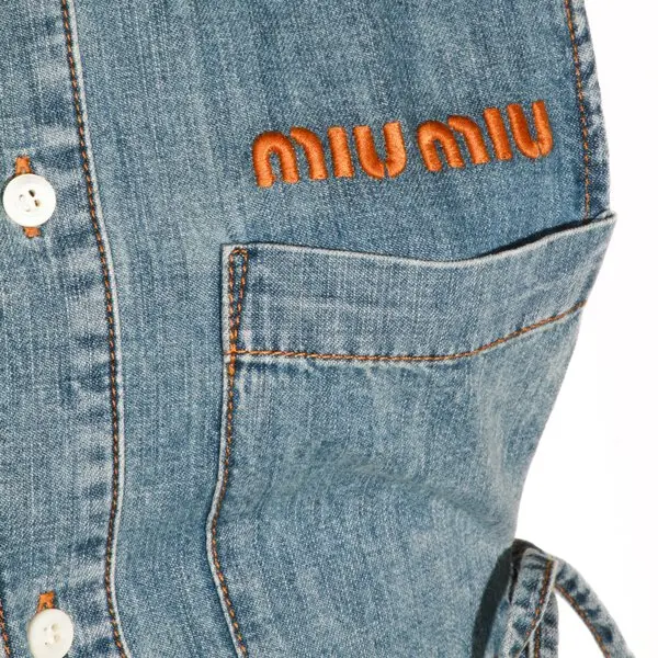 Miu Miu Cropped Chambray Tie Shirt