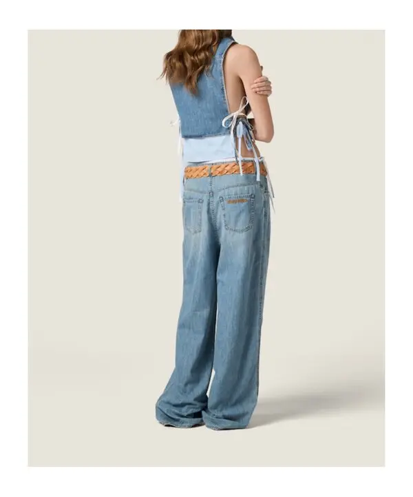 Miu Miu Cropped Chambray Tie Shirt