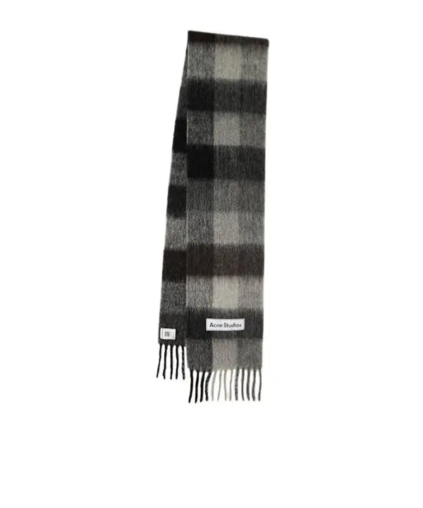 Acne Studios Checked Alpaca Blend Scarf - Black
