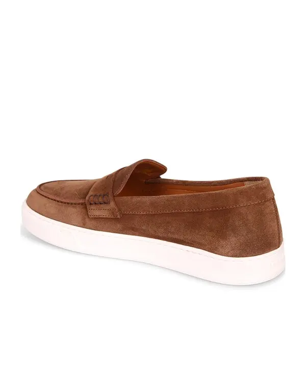 DOUCAL'S Stitch Detail Suede Penny Loafers - Brown