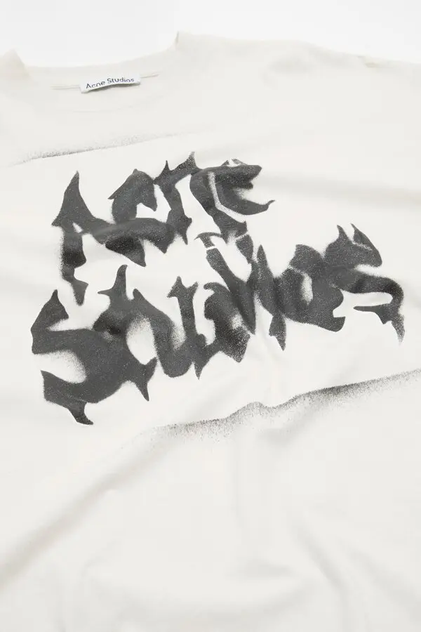 Acne Studios Logo Print Distressed Long Sleeve T-shirt - Off-white