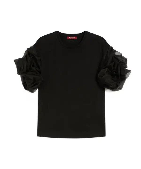 Max Mara Silk Organza Sleeve T-shirt - Black