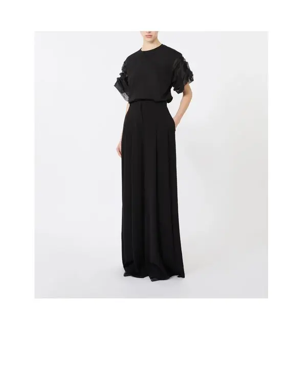 Max Mara Silk Organza Sleeve T-shirt - Black