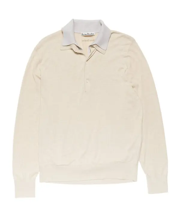 Acne Studios Layered Collar Long Sleeve Jumper - Beige/gray