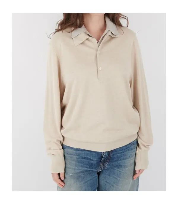Acne Studios Long-sleeved Layered Jumper - Beige/gray