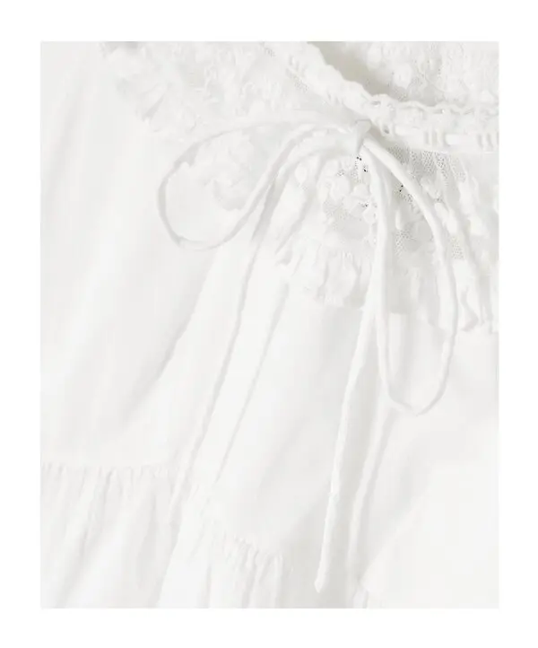 Posse Danielle Lace-trim Peasant Top - White