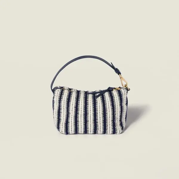 Miu Miu Crochet And Leather Pouch - Black
