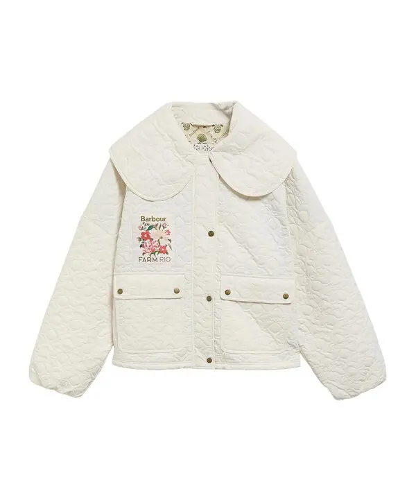 Barbour Quilted Jacket With Oversized Peter Pan Collar