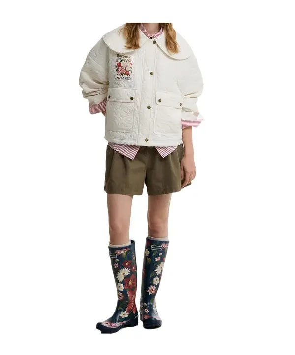 Barbour Quilted Jacket With Oversized Peter Pan Collar