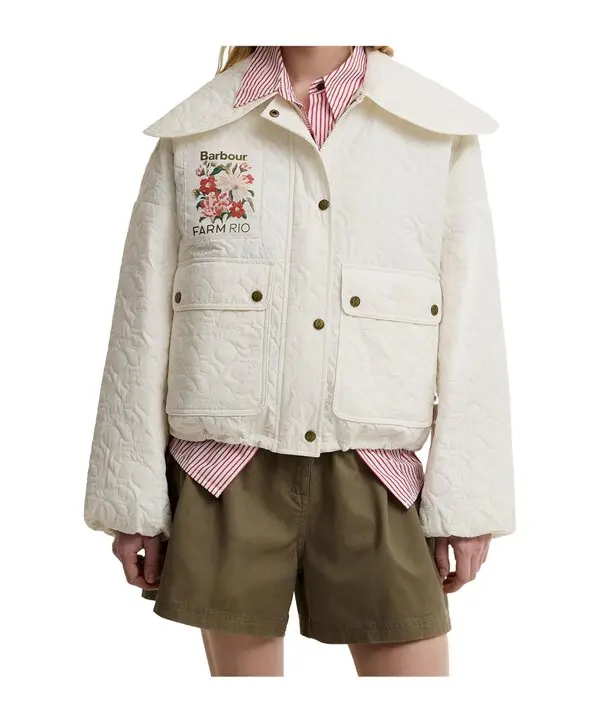 Barbour Quilted Jacket With Oversized Peter Pan Collar