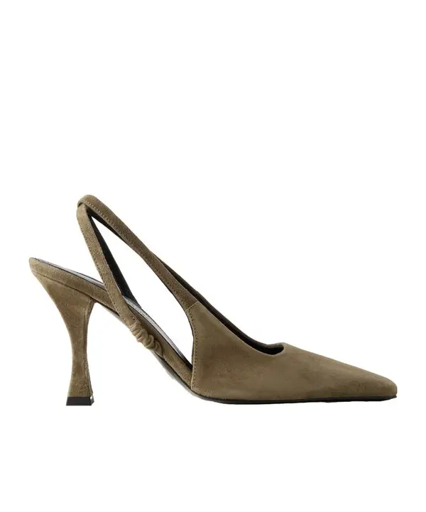 Proenza Schouler Suede Slingback High-heeled Sandals - Military Green