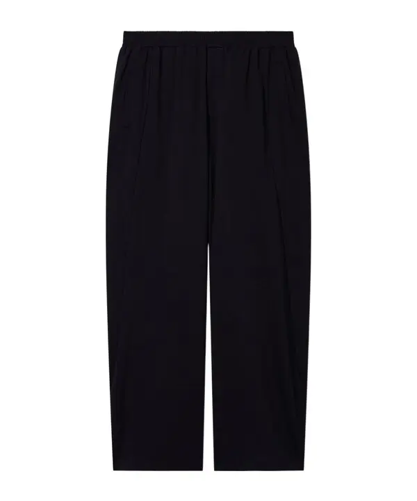 Emporio Armani Wide-leg Elastic-waist Pants - Black