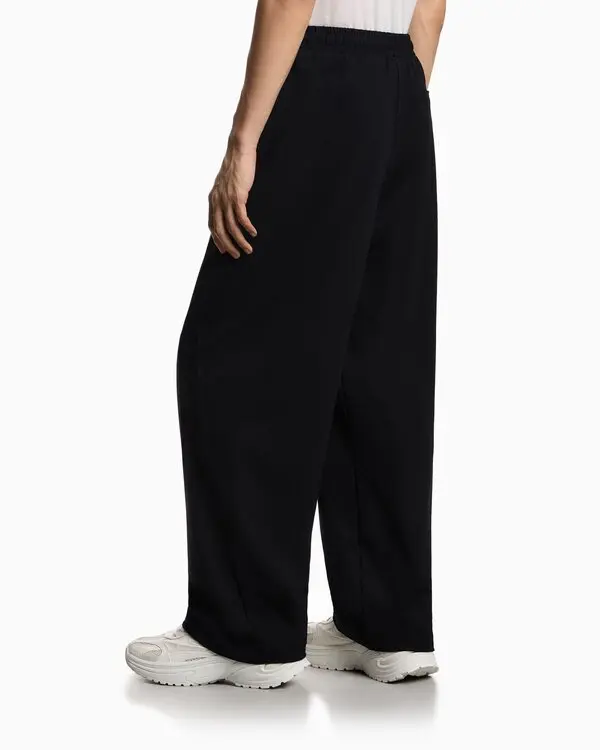 Emporio Armani Wide-leg Elastic-waist Pants - Black