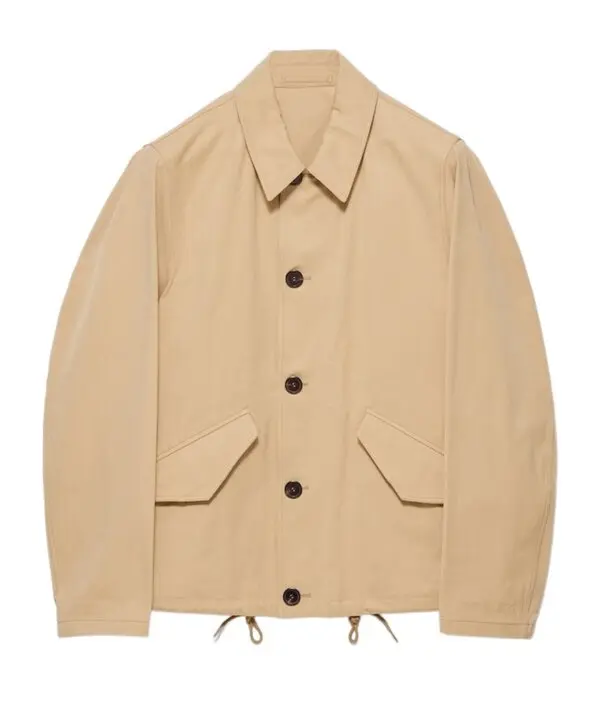 Prada Cotton Jacket With Drawstring Hem And Logo Detail - Khaki