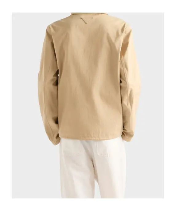 Prada Cotton Jacket With Drawstring Hem And Logo Detail - Khaki