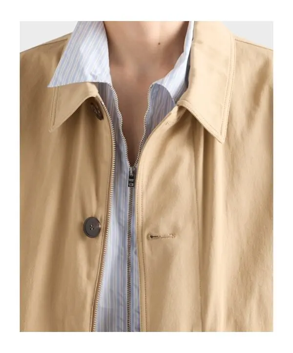 Prada Cotton Jacket With Drawstring Hem And Logo Detail - Khaki