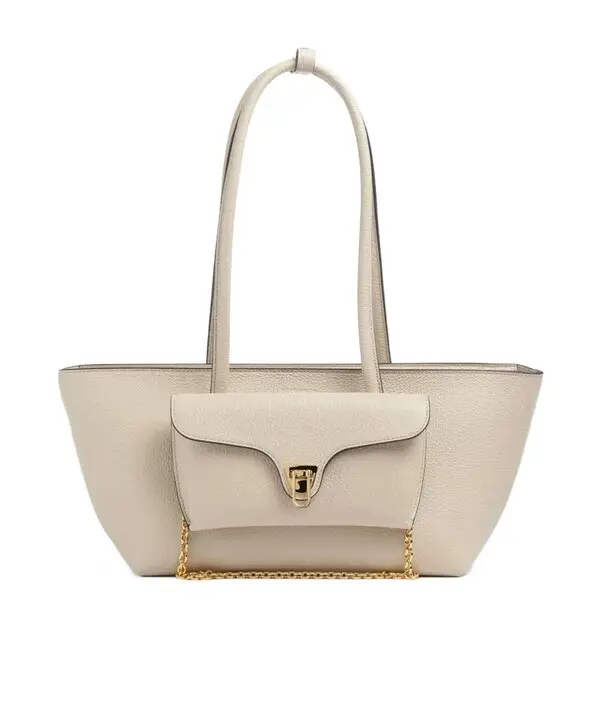 COCCINELLE Logo Printed Shoulder Bag - Nude