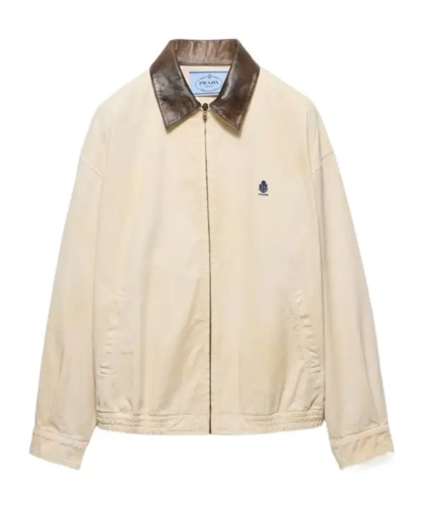 Prada Embroidered Garment-dyed Old Gabardine Blouson Jacket - Yellow