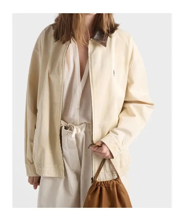 Prada Embroidered Garment-dyed Old Gabardine Blouson Jacket - Yellow