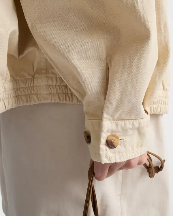 Prada Embroidered Garment-dyed Old Gabardine Blouson Jacket - Yellow
