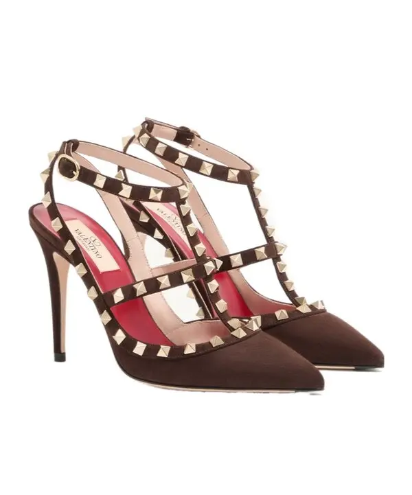 Valentino Garavani Rockstud Suede Pumps 100mm - Ebony