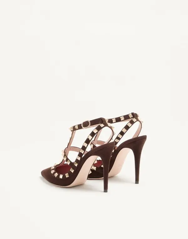 Valentino Garavani Rockstud Suede Pumps 100mm - Ebony