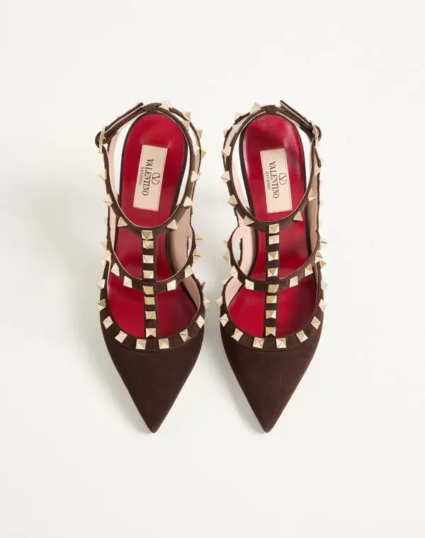 Valentino Garavani Rockstud Suede Pumps 100mm - Ebony