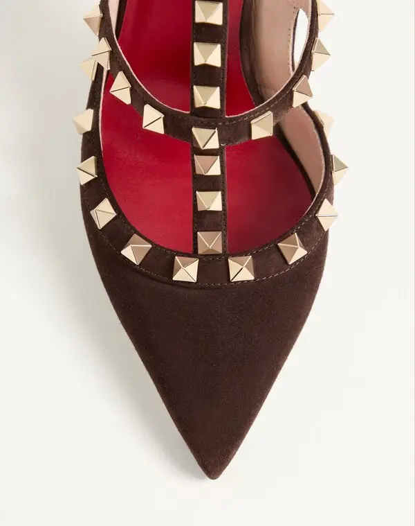 Valentino Garavani Rockstud Suede Pumps 100mm - Ebony