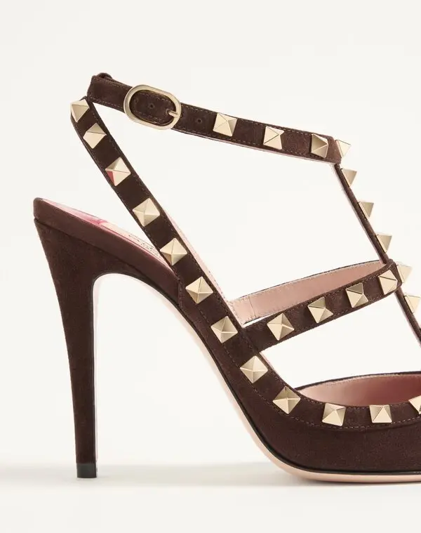 Valentino Garavani Rockstud Suede Pumps 100mm - Ebony