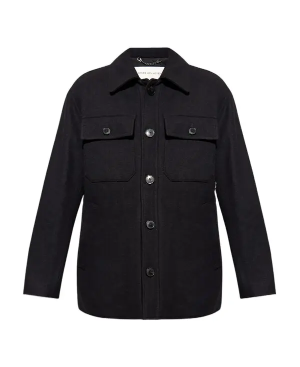 Dries Van Noten Long-sleeved Collared Casual Jacket - Black