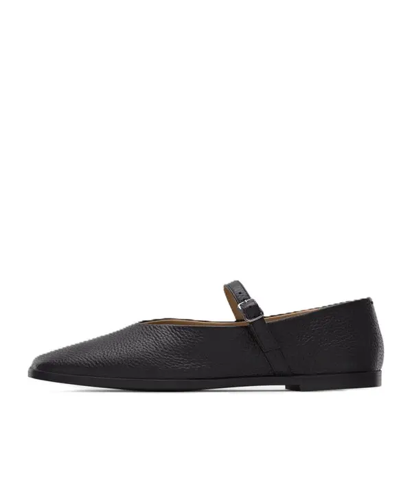 Max Mara Square-toe Mary Jane Flats With Adjustable Buckle - Black