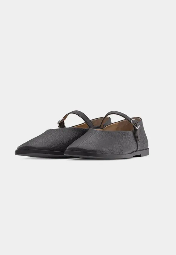Max Mara Square-toe Mary Jane Flats With Adjustable Buckle - Black