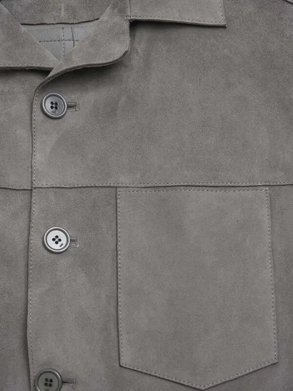 AMI Paris Suede Shirt Jacket - Gray
