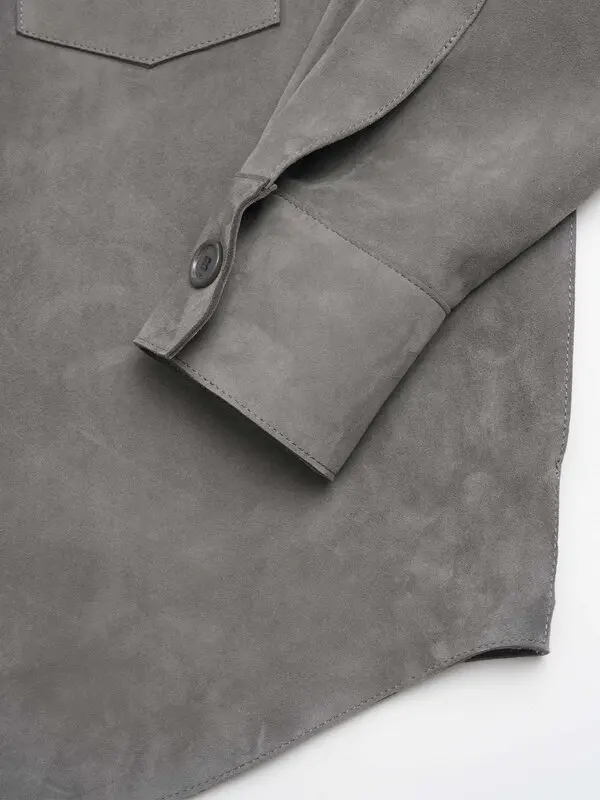 AMI Paris Suede Shirt Jacket - Gray