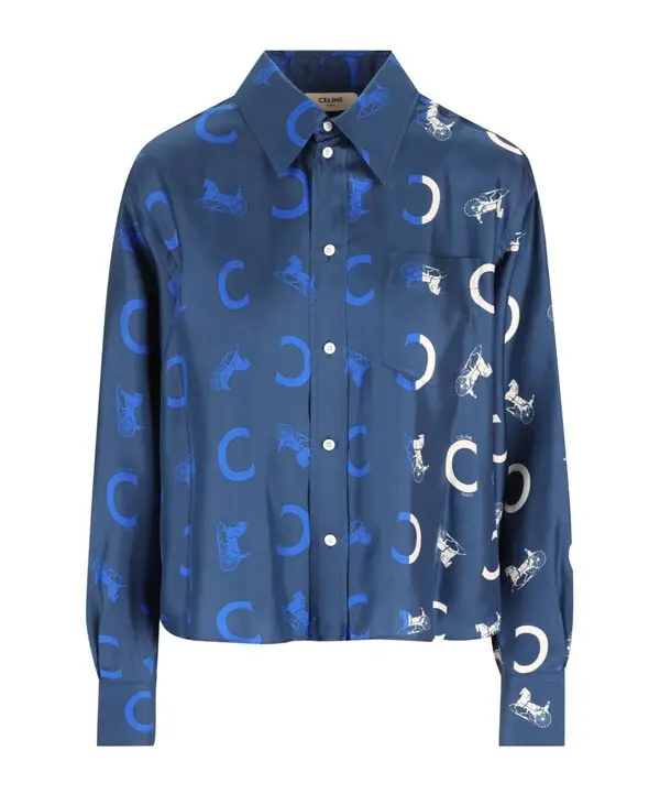 Celine Cropped Silk Twill Shirt - No
